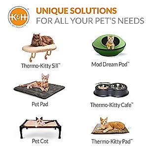 K&H Pet Products Thermo-Kitty Fashion Splash Indoor Heated Cat Bed, Heated Bed for Dogs or Cats with Removable Waterproof Heater Mocha Large 16 X 22 Inches