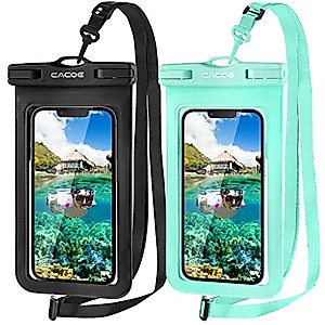 CACOE Universal IPX8 Waterproof Phone Pouch with Neck Lanyard 2 Pack-Up to 7.2",Waterproof Phone Case Holder,Cell Phone Dry Bags for Vacation Beach Kayak Cruise Travel Essentials