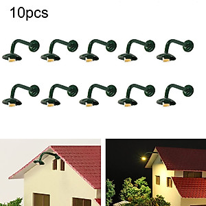 10pcs Model Railway 1:87 Hanging Lamp Outdoor Wall Goose Neck Light HO Scale LED