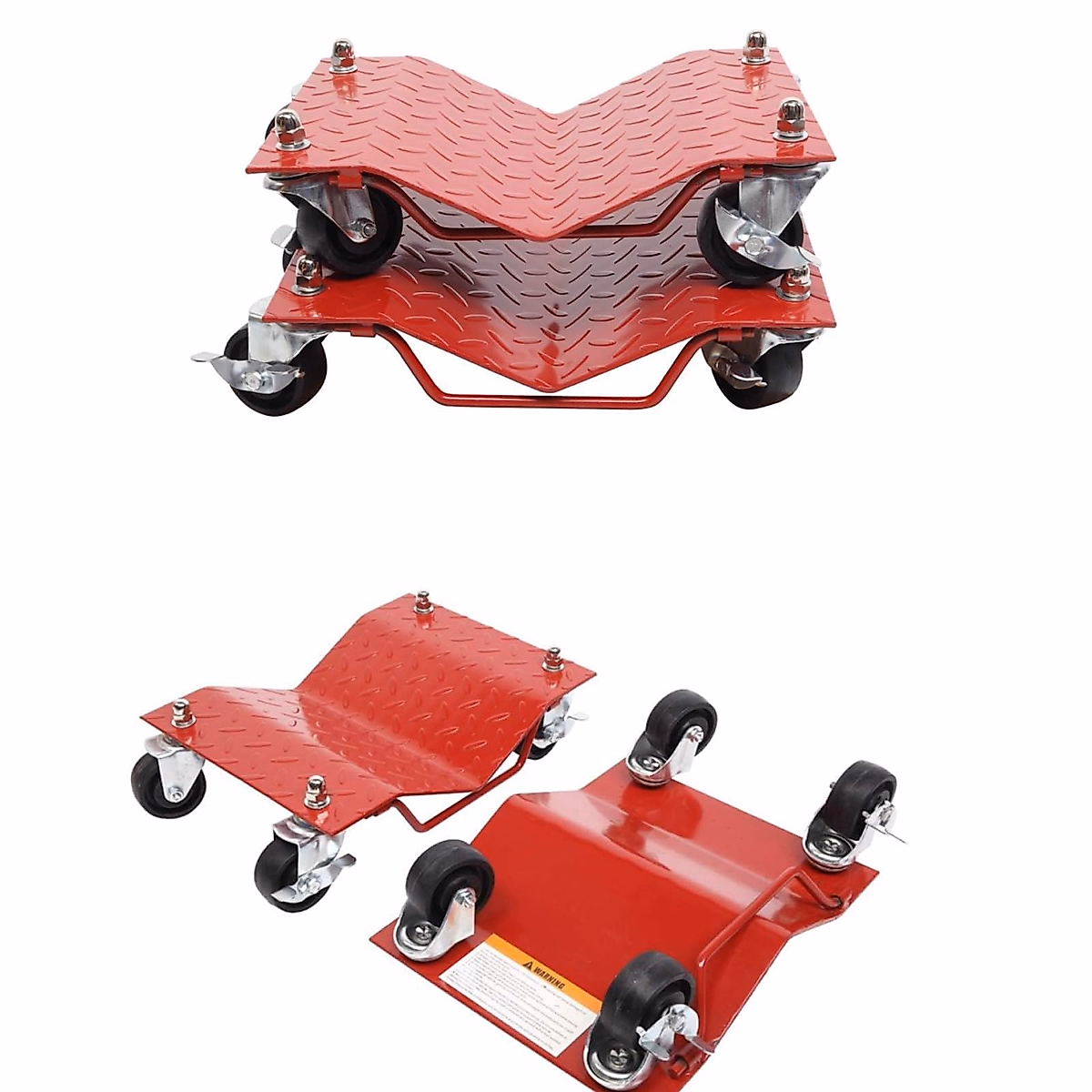 Parts-Diyer Snowmobile Car Tire Repair Tools Wheel Dolly Set of 4 6000lbs Mover, Heavy Duty Vehicle Wheels Dollies Movers Skates Diamond, Red