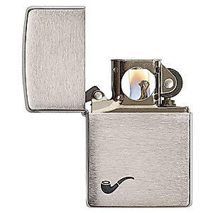 Zippo Unisex-Adult Pipe Lighter, Brushed Chrome Black Pipe, One Size