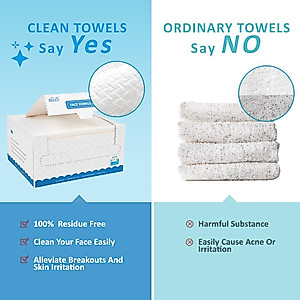HOMEXCEL Face Towels, Disposable Makeup Remover Wipes Cloth 10" x 12", Soft Lint Free Facial Cleansing Clean Facial Towels, Biodegradable Dry Wipes Face Cloth for Sensitive Skin,50 Count