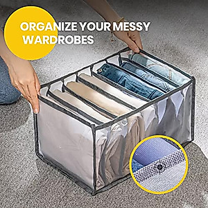 Drawer & Wardrobe Clothes Organizer for Folded Clothes - Transparent Mesh Closet and Drawer Organizers for Jeans, Pants, Leggings, T-Shirts and More (3 Pack)