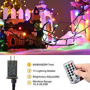 BrizLabs Christmas Tree Lights, 262ft 800 LED Color Changing Christmas Lights with Remote, 11 Modes Cool White & Multicolor Christmas Lights, 30V Plugin Dimmable Lights Green Wire for Xmas Tree Home