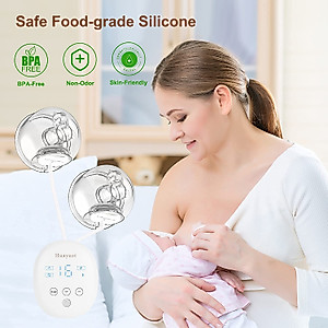 Huayuet Wearable Breast Pump Hands Free Double Portable Breast Pumps 3 Mode 16 Levels Suction Breastfeeding Milk Collector Electric Breastpump|BPA Free| Gift for Women