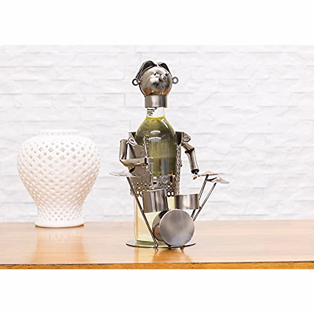 Broadway Gift Drummer Metal Instrument Wine Bottle Decoration