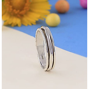 Solid 925 Sterling Silver Spinning Ring Thin Band Spinner (7)
