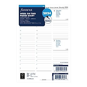 Filofax A5 week on two pages 5 language appointments 2024 diary