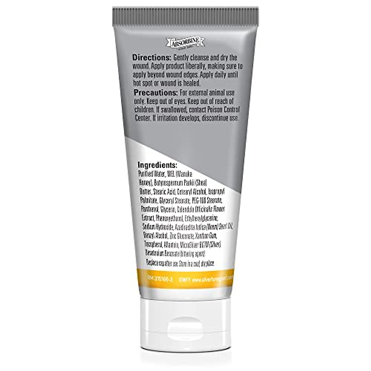 Absorbine Silver Honey Hot Spot & Wound Care Ointment, Manuka Honey & MicroSilver BG, Medicated Skin Care for Dogs, Cats, Small Animals, 2oz Tube