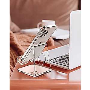 TOPGO Acrylic Cell Phone Stand, Clear Phone Holder for Desk, Office Desktop, Bedside Table, Compatible with iPhone 14/Samsung/Smartphones/iPad Mini