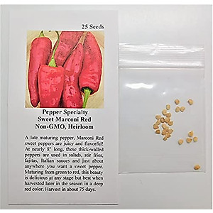 David's Garden Seeds Pepper Specialty Sweet Marconi Red FBA-8722 (Red) 25 Non-GMO, Heirloom Seeds