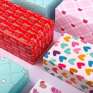 Benherofun Valentine's Day Wrapping Paper - Gift Wrapping Paper Set includes Ribbon, Valentine's Day Gift Tags and Coated Wrapping Paper, Valentine's Day Element - 20 x 28 Inches Per Sheet【8 Sheets】
