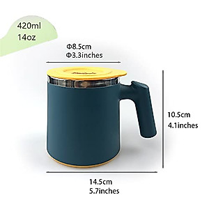 Khanjuan Coffee Mug with Lid and Handle, 14oz Double Layer Anti-scalding and Splash-proof Stainless Steel Coffee Cup, Can be Used for Home,Office,Business Trip and Travel (Blue)