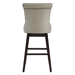 CHITA 30 Inch Counter Height Swivel Bar Stools Set of 2, FSC Certified Modern Upholstered Faux Leather Swivel Barstool Chairs with Back, Stone Grey