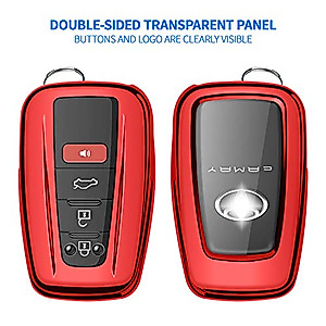 Compatible with Toyota Key Fob Cover with Keychain Soft TPU 360 Degree Protection Key Case for 2018-2022 Camry RAV4 Highlander Avalon C-HR Prius Corolla GT86 Smart Key (Red)