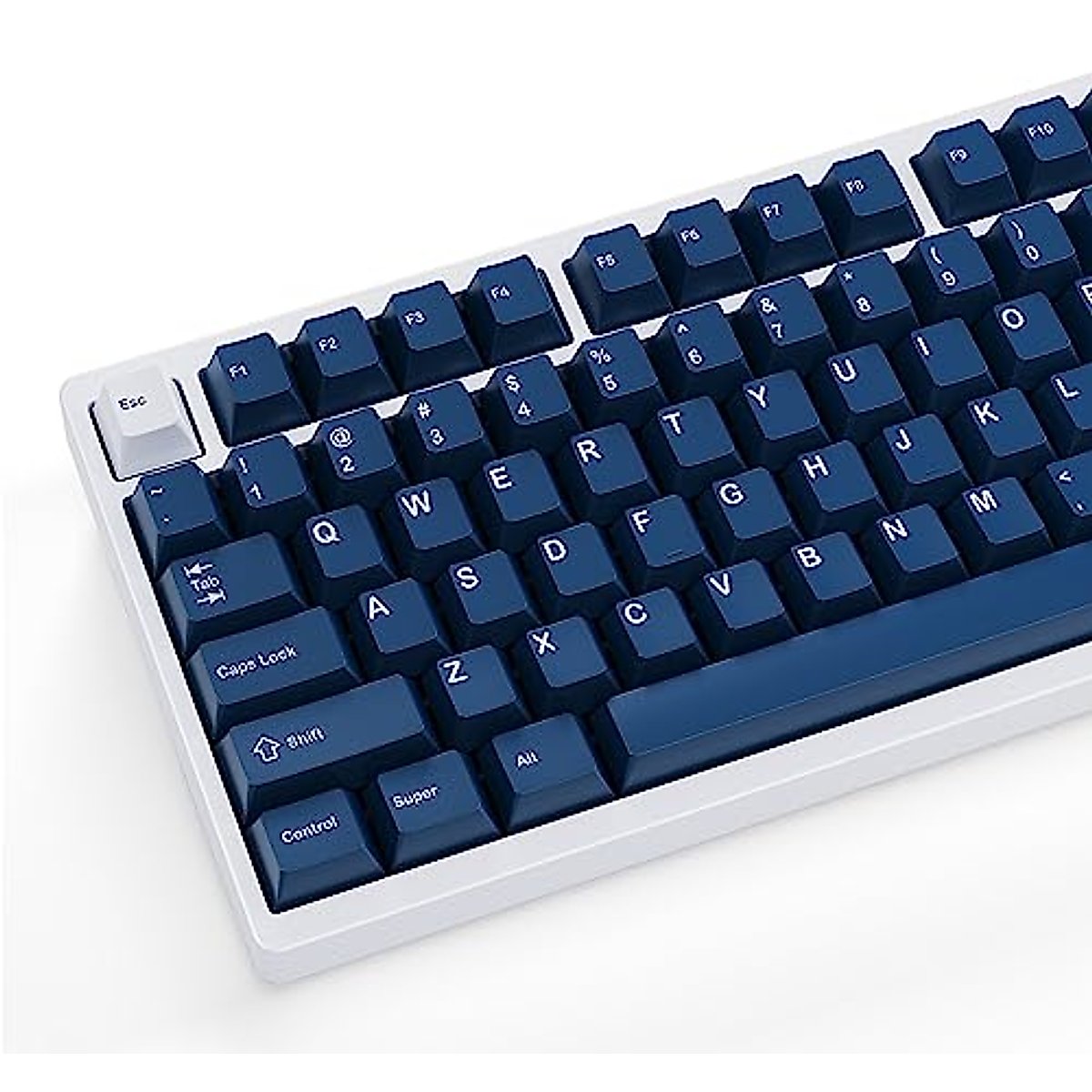 kfaPBT White on Navy Keycap Set for Mechanical Keyboard, 152 Keys Set Custom Keycap Set, Cherry Profile, Compatiable with 100%, 75%, 65%, 60% Keyboards