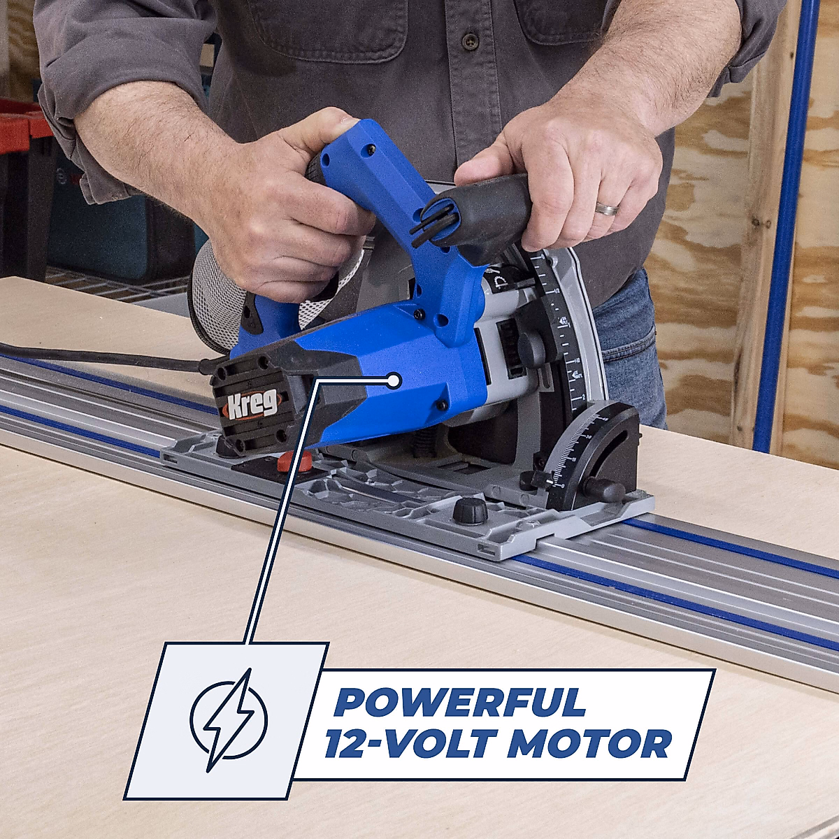Kreg ACS-SAW Adaptive Cutting System Plunge Saw - Plunge Circular Saw - Cuts Solid Wood & Plywood - Adjustable Track Saw - Carpentry Tools & Accessories