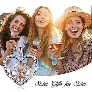 POPKIMI Gifts for Sister Sister Birthday Gifts from Sister Sister Necklace for 3 Sterling Silver Sister Necklace Always My Sister Forever My Friend Necklaces Sisters Jewelry for Sister 3 Sister Birthday Gifts from Sister Sister Pendant Necklace for Women
