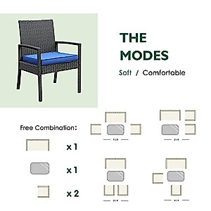 OLYMSOLD Patio Conversation Sets, 4 Piece Patio Furniture Set, Rattan Patio Furniture Sets, Outdoor Conversation Sets, Wicker Patio Furniture Set, Balcony Furniture Set