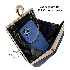 Cirilla Women Snake Pattern Evening Bag Clutch Purse Crossbody Bag with Ring-style lock for Wedding Cocktail Party Banquet (navy)