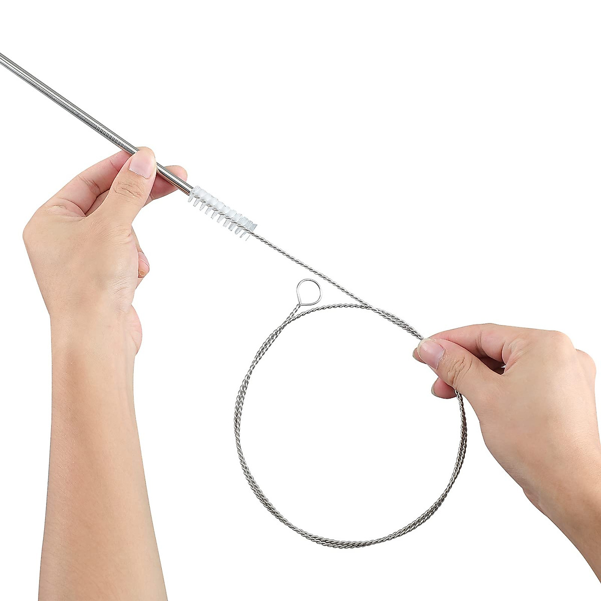 40 Inches Brush Cleaner for Cleaning Straw, Kegerator, Feeding Tube, Siphon Hose, Sunroof Drain, Refrigerator Drain, 4PCS (White)