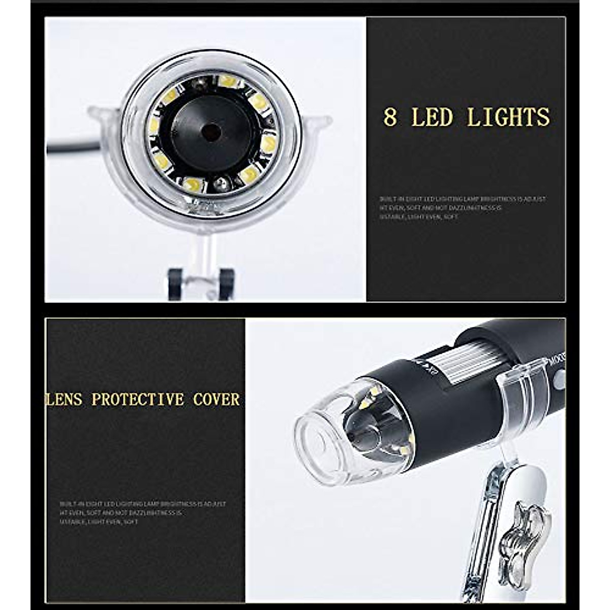Meichoon 1600X Digital Flexible Microscope Electronic Handheld Mini USB Microscope Magnification Camera with 8 LED HD Lights,Compatible with Window 7 PX, NB03C