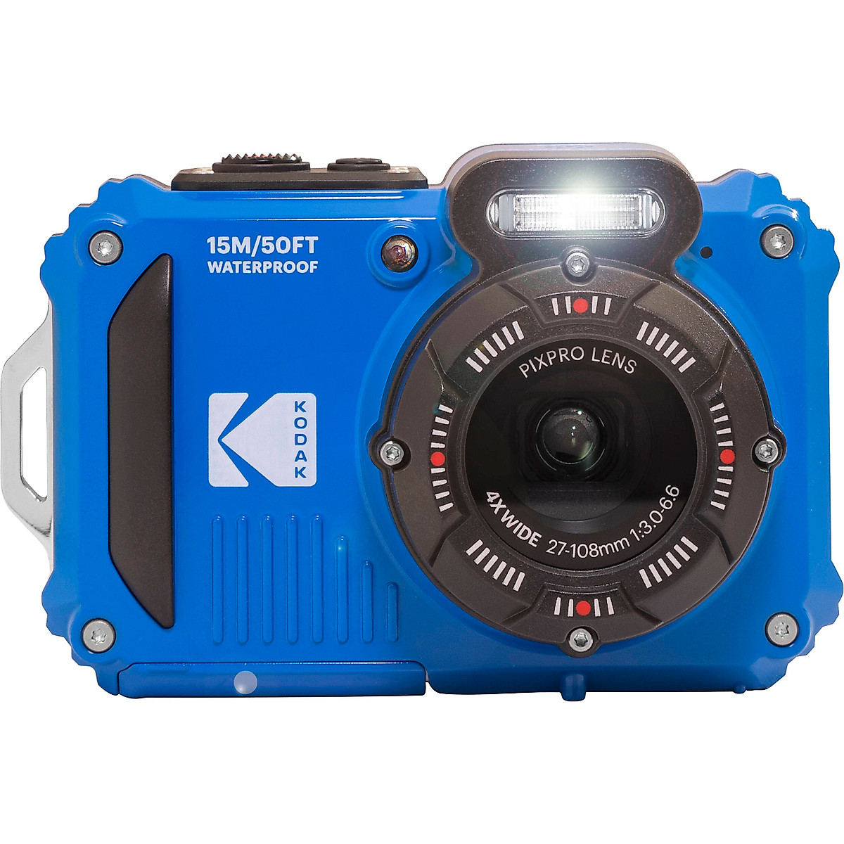 Kodak PIXPRO WPZ2 Rugged Waterproof Shockproof Digital Camera 16MP 4X Optical Zoom 1080P Full HD Video, 2.7" LCD (Blue), 32GB SD Card, Black Compact Camera Case, Floating Strap, Bundle (7 Items)