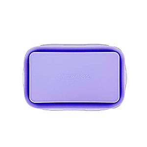 Lunbengo Purple Collapsible Sandwich Container, Silicone Lunch Container Bento Box with Plastic Lid, Microwave Safe, Camping Bowl For Meal Prep, Travel and Hiking, 40oz/1200ML