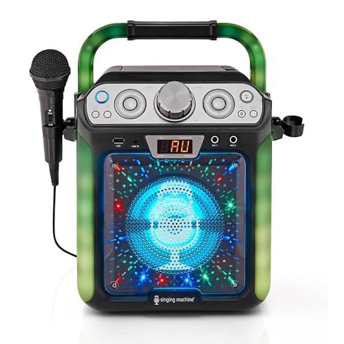 Singing Machine SML682BTBK Groove Cube Karaoke Player with Bluetooth and Echo Control, Battery Powered, Black