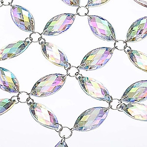 Aiosy Sparkly Rhinestone Body Chain Bra Silver Women Crystal Backless Chest Chains Bikini Halter Mesh Tops Layered Rave Outfits Jewelry Sexy Harness Body Accessories for Nightclub Festival Party Beach