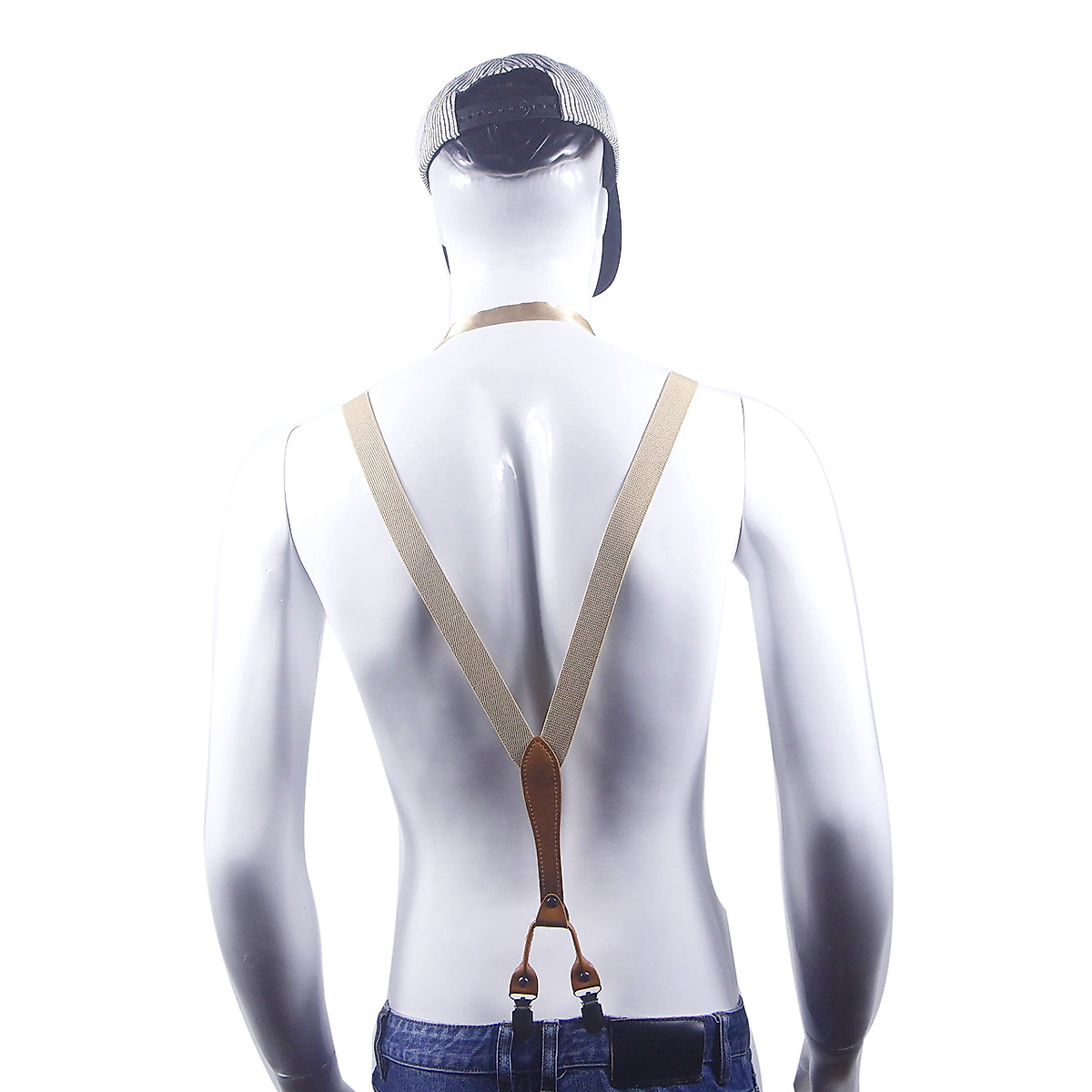 Doloise Men's Suspenders Bowtie Set Elastic Y Shape Style Women's Suspenders Bowtie For Wedding&Formal Events (Khaki)