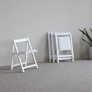 FUNROLUX Wooden Folding Dining Chairs with Padded Seats 2 Pack Foldable Chair for Kitchen Table Event Party Garden Indoor - 268LB Weight Capacity (White)