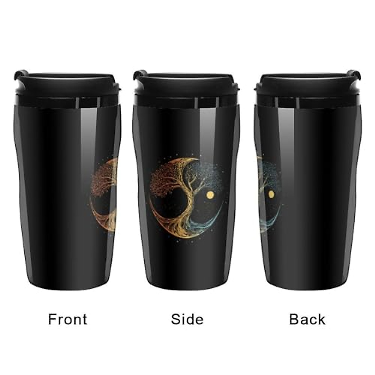 Yin And Yang Tree Travel Coffee Mug Reusable Coffee Cup Tumbler with Lid for Outdoor 250ml