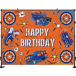 Maijoeyy 7x5ft Dart War Nerf Happy Birthday Backdrop Nerf Party Supplies Nerf Party Decorations Banner