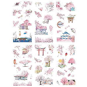 Kawaii Stationery Sticker Set Pink Cherry Blossom Household Gardening Tool Cute Girl Flower Succulent Plants Cactus DIY Labels for Diary Scrapbooking Planner Art Craft Journaling Collage Journal