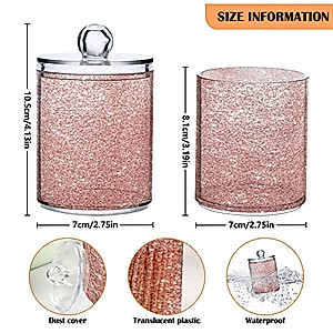 Kigai Sparkling Rose Gold Qtip Holder Dispenser with Lids 4PCS - 14 oz Bathroom Storage Organizer Set, Clear Apothecary Jars Food Storage Containers, for Tea, Coffee, Cotton Ball, Floss