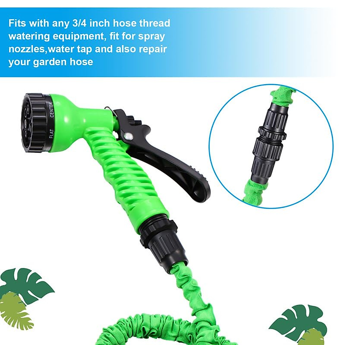 4 Sets Garden Expandable Hose Repair Kit Plastic Faucet Adapter Water Hose Connectors with 8 Pieces 3/4 Inch Rubber Gaskets for Garden Hose