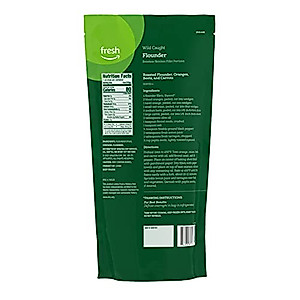 Amazon Fresh Brand, Wild Caught Flounder Boneless Skinless Fillet Portions, Frozen, Sustainably Sourced, 1 Lb