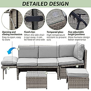 Pieryakers Outdoor Patio Furniture,Rattan Outdoor Furniture Sectional Sofa 4 Piece, All Weather Outdoor Couch,PE Wicker Rattan Outdoor Lounge Patio Sofas with Cushions for Backyard, Poolside, Yard,etc