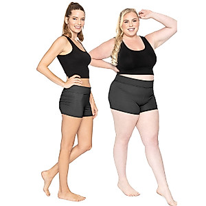 STRETCH IS COMFORT Women's Foldover Yoga Shorts Black Large