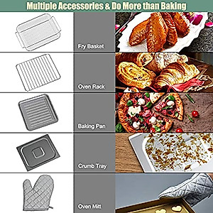 COSTWAY Toaster Oven Countertop, 7-in-1 Convection Oven with Air Fry, Bake, Broil, Toast, Dehydrate, Pizza, Warm Function, 1550W Air Fryer Toaster Oven with Timer, Temperature Control, 5 Accessories
