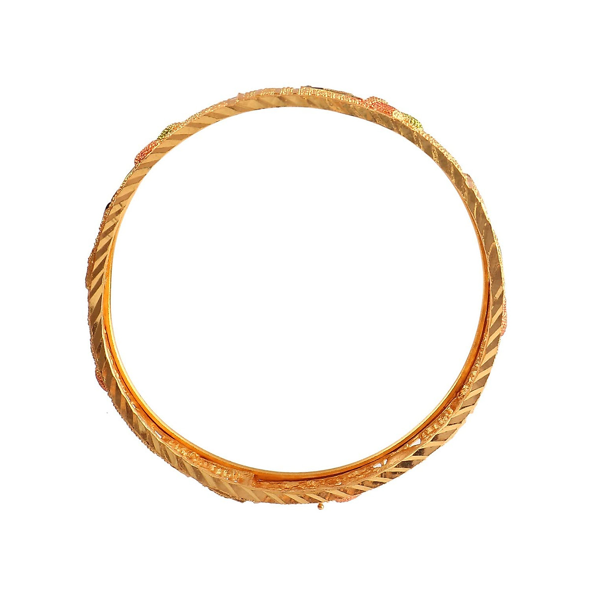 JewarHaat Kada Bangle Gold Plated Daily Use Design Handmade Meena Work Jewelry Indian Bangles for Women (Peacock-1, 2.6)