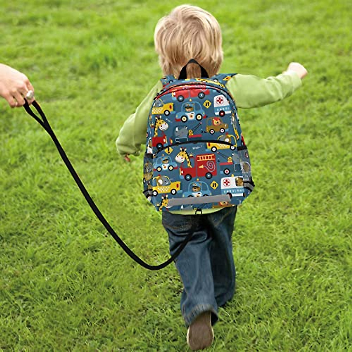 Forest Animal Car Truck Toddler Backpack for Kids Boy Girls Age 3-6, Preschool Mini Backpack with Leash