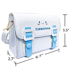 QCHGE Kawaii Small Purses for Women-Japanese Anime Handbag-Cute Shoulder Bag-Leather Messenger Bags for Kids (Blue Cinnamoroll)