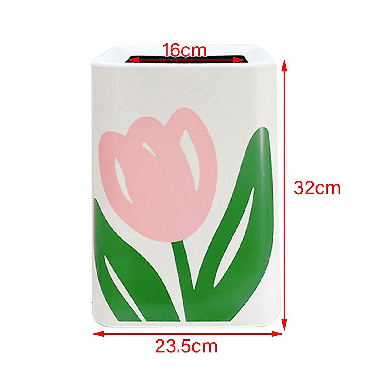 RWUDV Small Trash Can Floral Trash Can Large Mouth Cute Appearance Modern Style Garbage Waste Basket for Kitchen Bathroom Bedroom(Square Large Size)