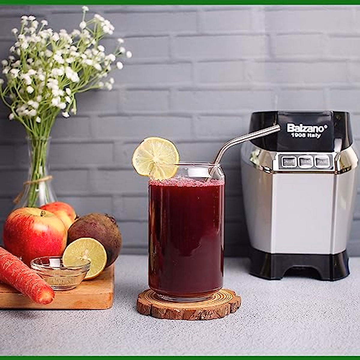 Balzano High Speed Nutri Blender/Mixer/Smoothie Maker - 1000 Watts - 8 Pcs Set, Silver Compact