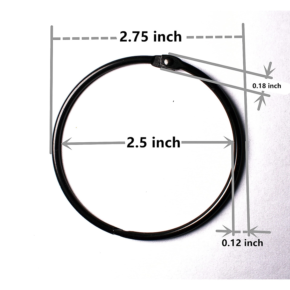 Black Shower Curtain Rings Metal Round Hooks Ring (15 Pack) 2.75 Inch Diameter Electrophoresis Rustproof for Bathroom Shower Rod