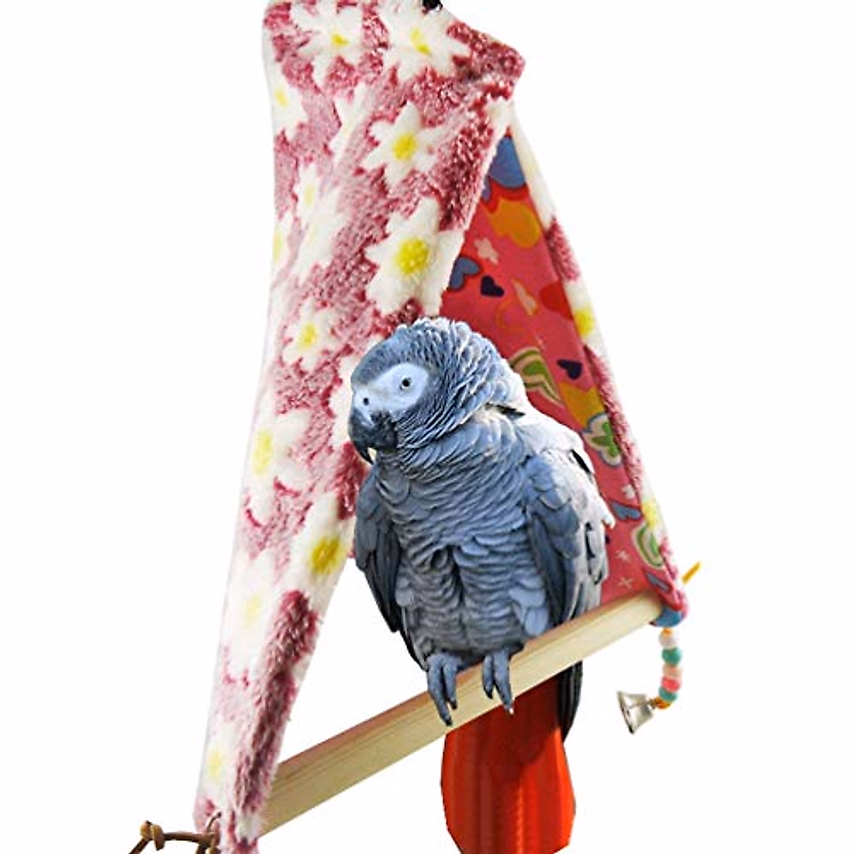 Bird Plush Perch Tent Winter Warm Triangle Hammock Nest Bed for Parrot Budgie Parakeet Cockatiel Lovebird (M)