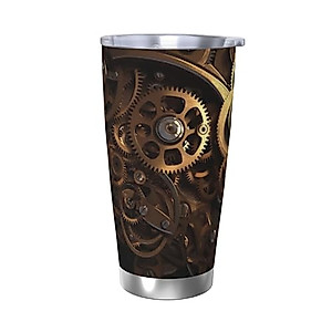 quopvn Cool Steampunk Gears Print 20oz Car Cup Ps Material Lid, Perfect For Hot & Cold Drinks