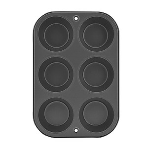 Mainstays 6 Cup Nonstick Jumbo Muffin Pan, Jumbo Cupcake Pan, 3.5" Diameter Cup, Gray